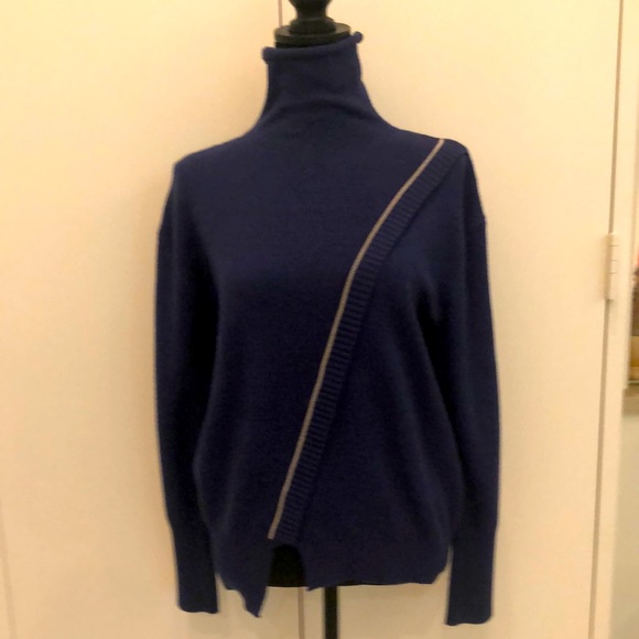 Sweaters | Neiman Marcus Navy Blue Turtleneck Sweater With Asymmetrical ...